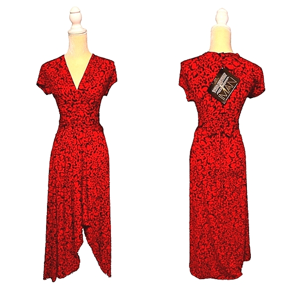 IMAN | Dresses | Nwt Iman Red Leopard Print Wrap Dress | Poshmark